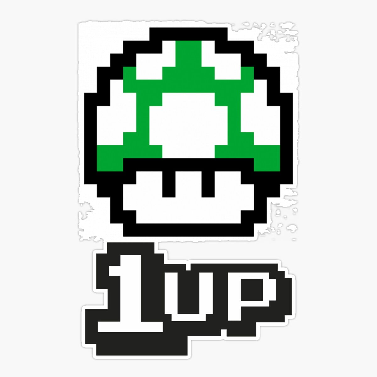 Stickly 8 Bit 1Up Mushroom Sticker, Phone Decal Water Bottle Stickers ...