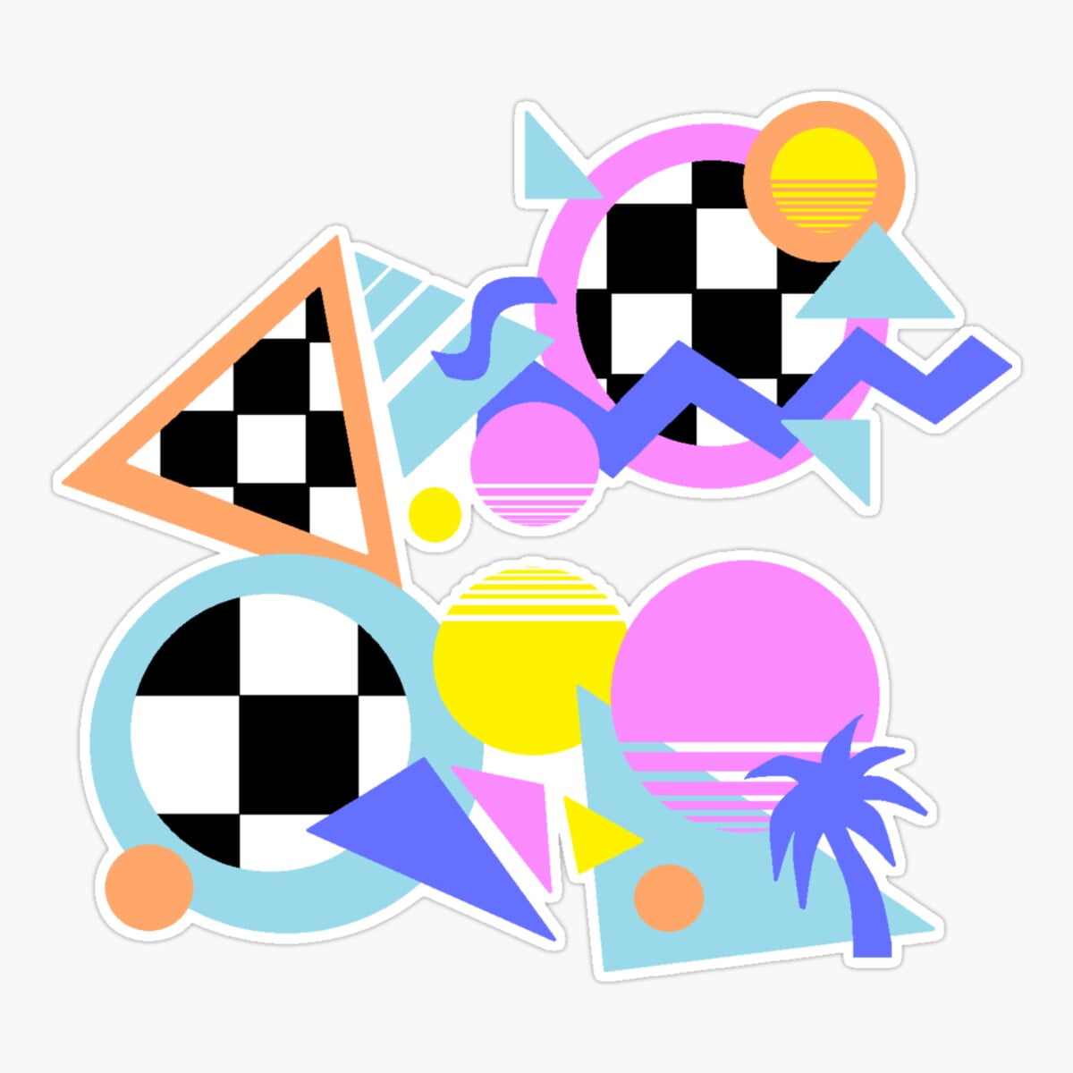 Stickly Abstract Vaporwave 002 Sticker, Phone Decal Water Bottle ...