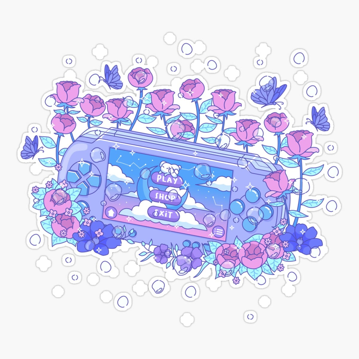 Stickly Aesthetic Vaporwave Handheld Console With Flowers And Ocean ...