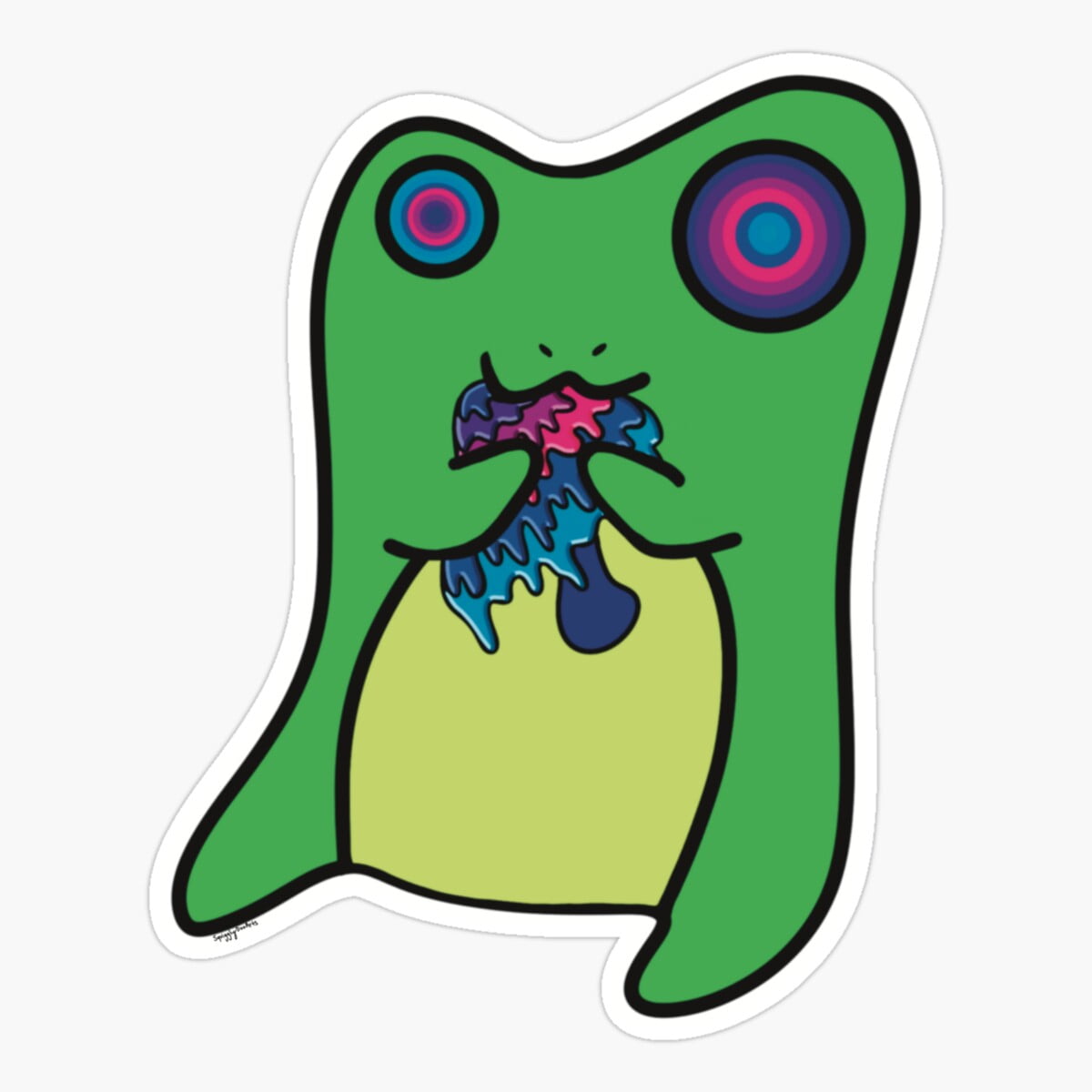 Stickly Afternoon Snack Psychedelic Mushroom Frog Sticker, Phone Decal ...