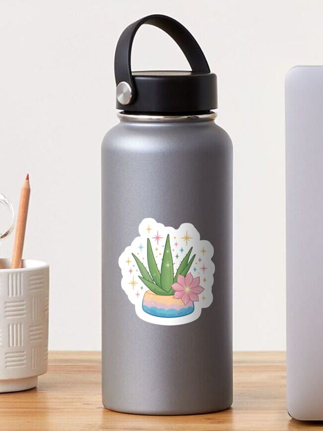 Stickly Aloe Glow Sticker – Sparkly Plant In Sunset Pot Sticker, Phone ...