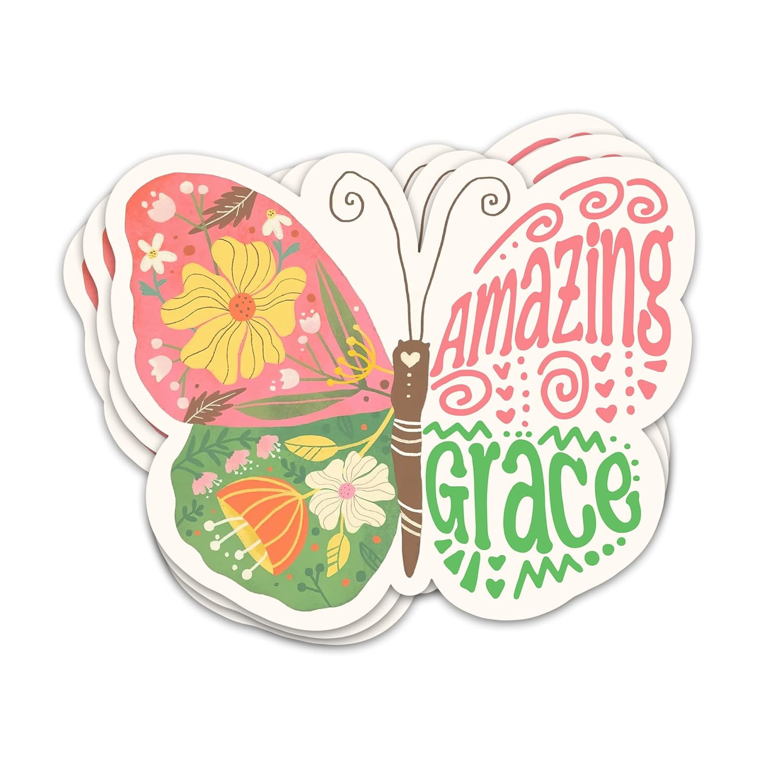 Stickly Amazing Grace Floral erfly Shape Sticker, Christian Faith ...
