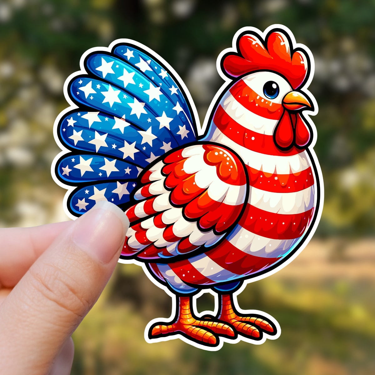 Stickly American Chicken Sticker, Patriotic Chick Decal, 4Th Of July ...