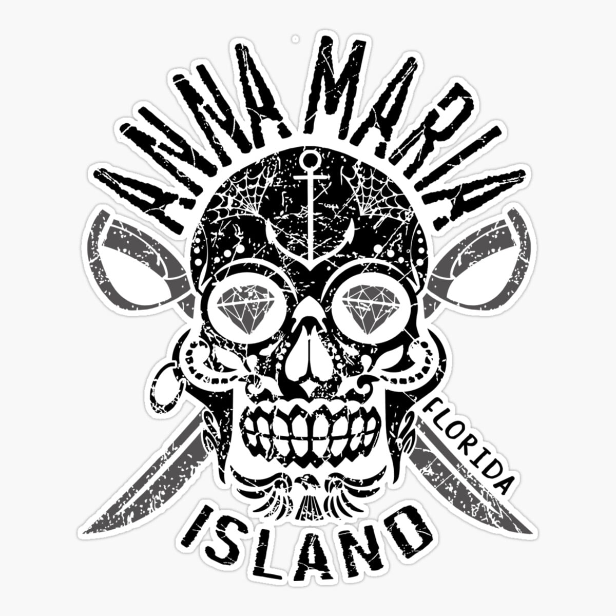 Stickly Anna Maria Island Florida Sugar Skull Crossbones Anna Maria ...