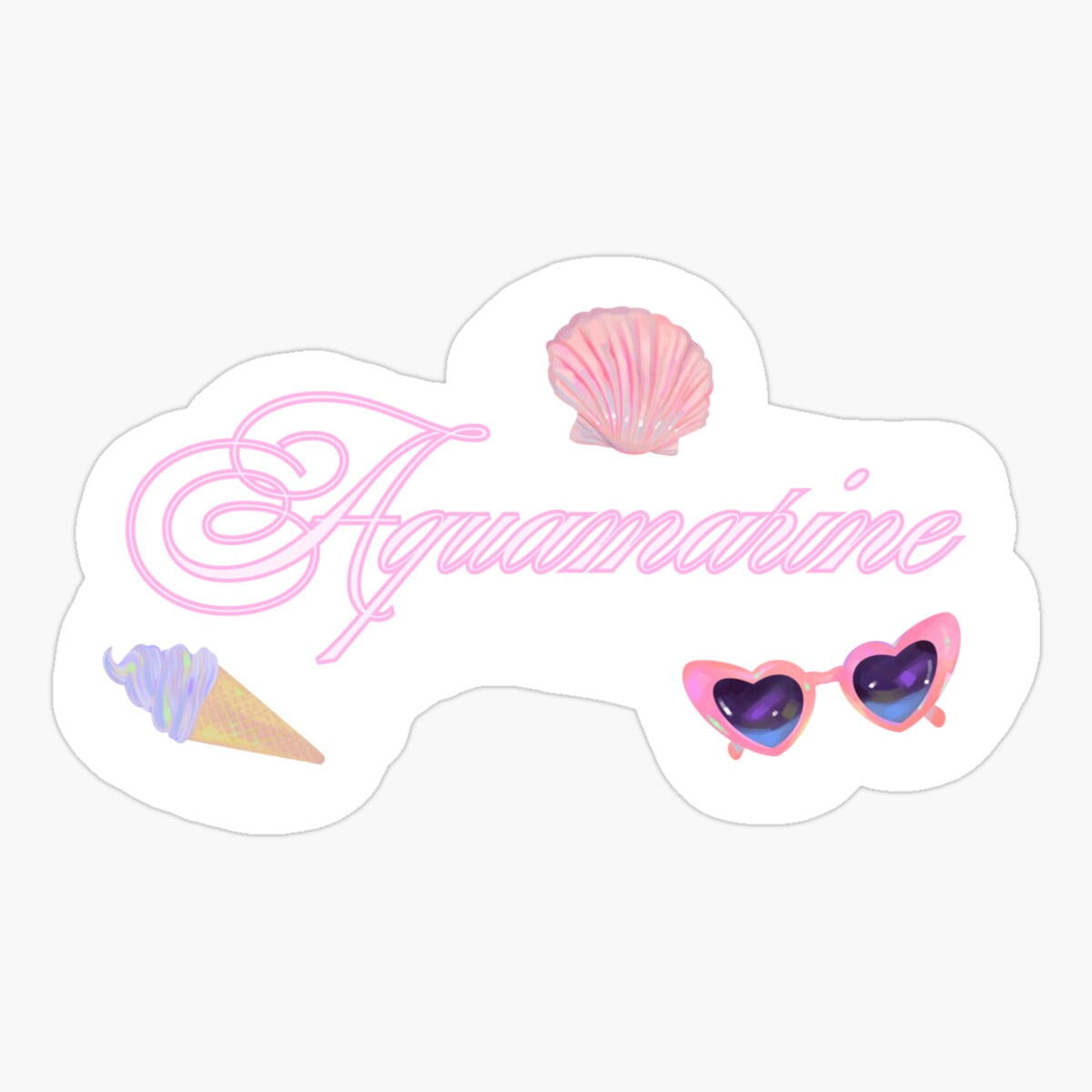 Stickly Aquamarine Mermaid Core 2000S Nostalgia Pink Sticker, Phone ...
