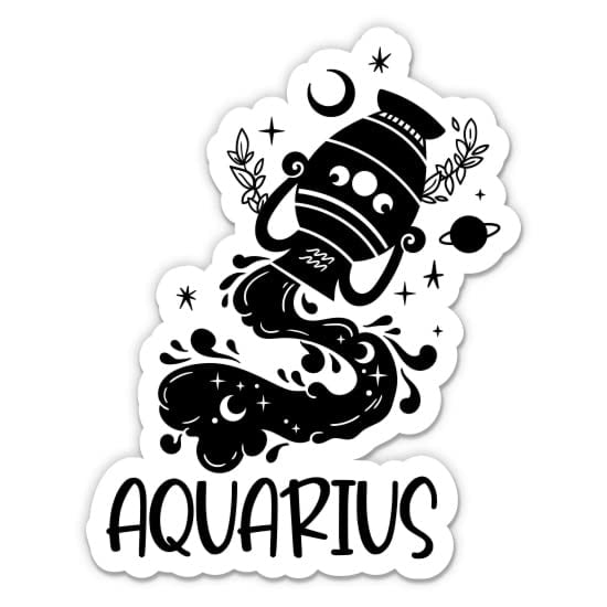 Stickly Aquarius Zodiac Sign Sticker Laptop Sticker Vinyl for Car ...