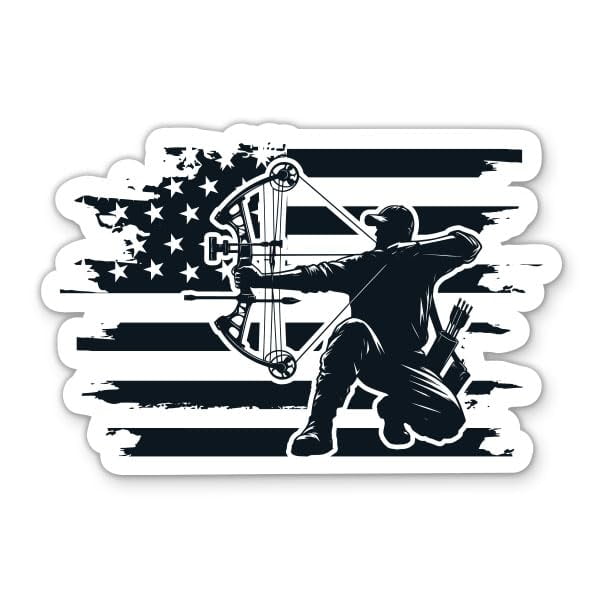 Stickly Archery Bow Hunting American Flag Sticker Laptop Sticker Vinyl ...