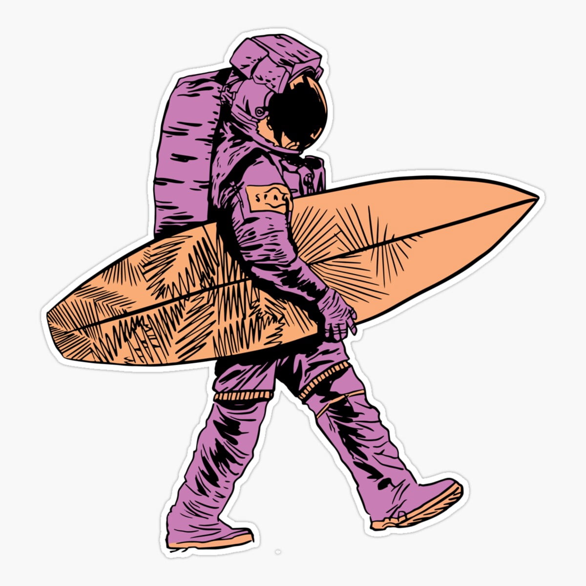 Stickly Astronaut Surfboard Sticker, Phone Decal Water Bottle Stickers ...