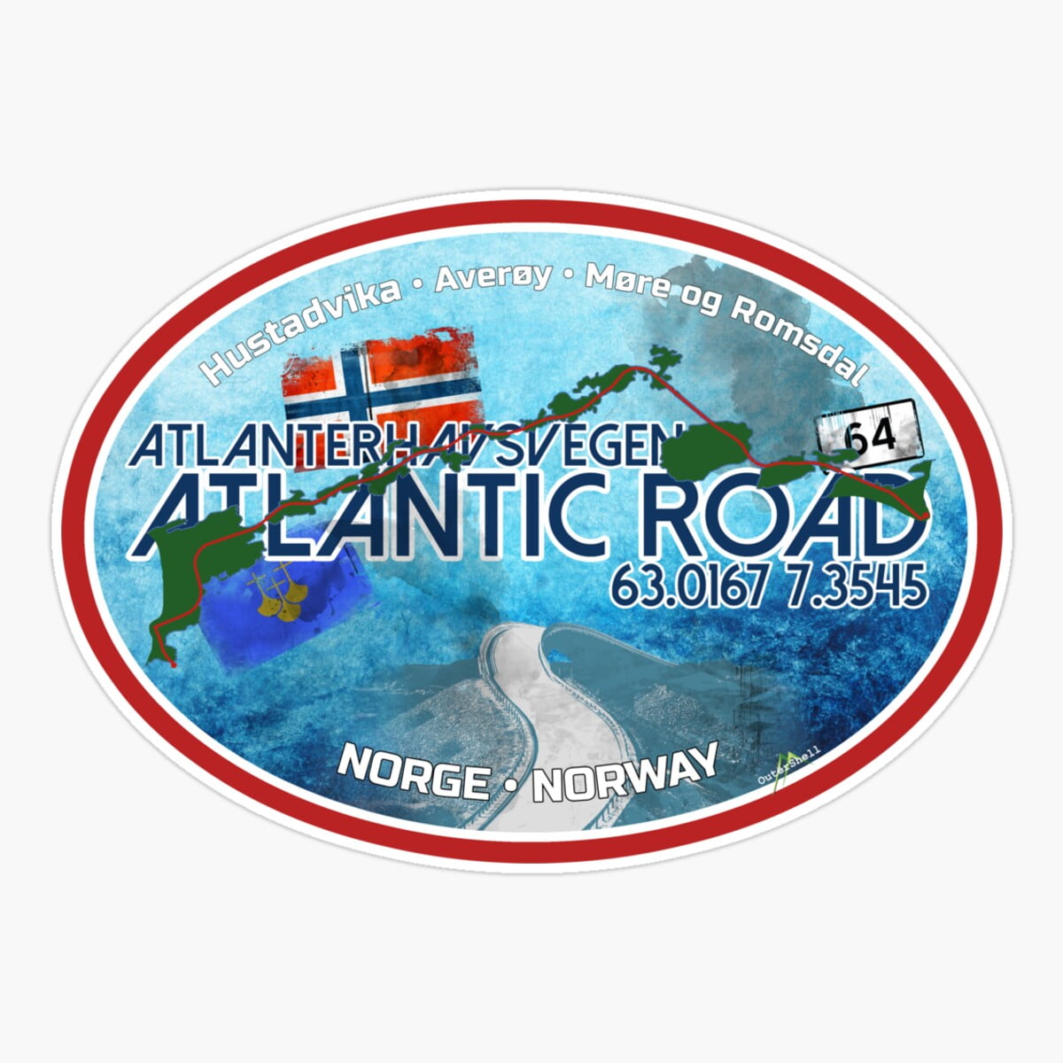 Stickly Atlantic Ocean Road Norway Atlanterhavsvegen Sticker 02 Sticker ...