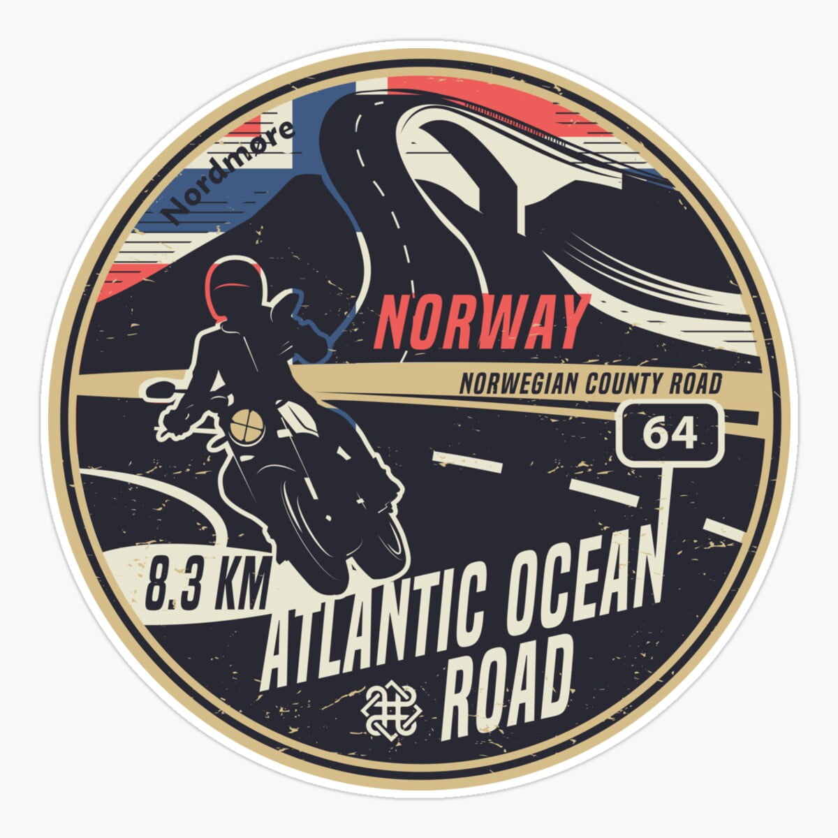 Stickly Atlantic Ocean Road Norway Sticker, Phone Decal Water Bottle ...