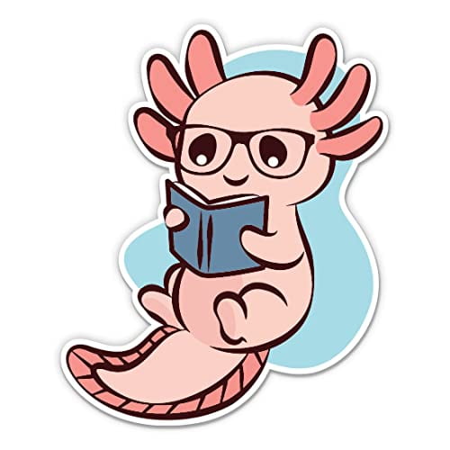 Stickly Axolotl Reading Cute Sticker Laptop Sticker Vinyl for Car ...