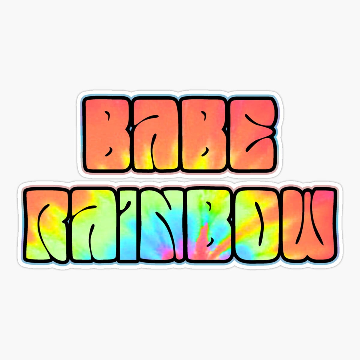 Stickly Babe Rainbow Tie Dye Sticker, Phone Decal Water Bottle Stickers ...