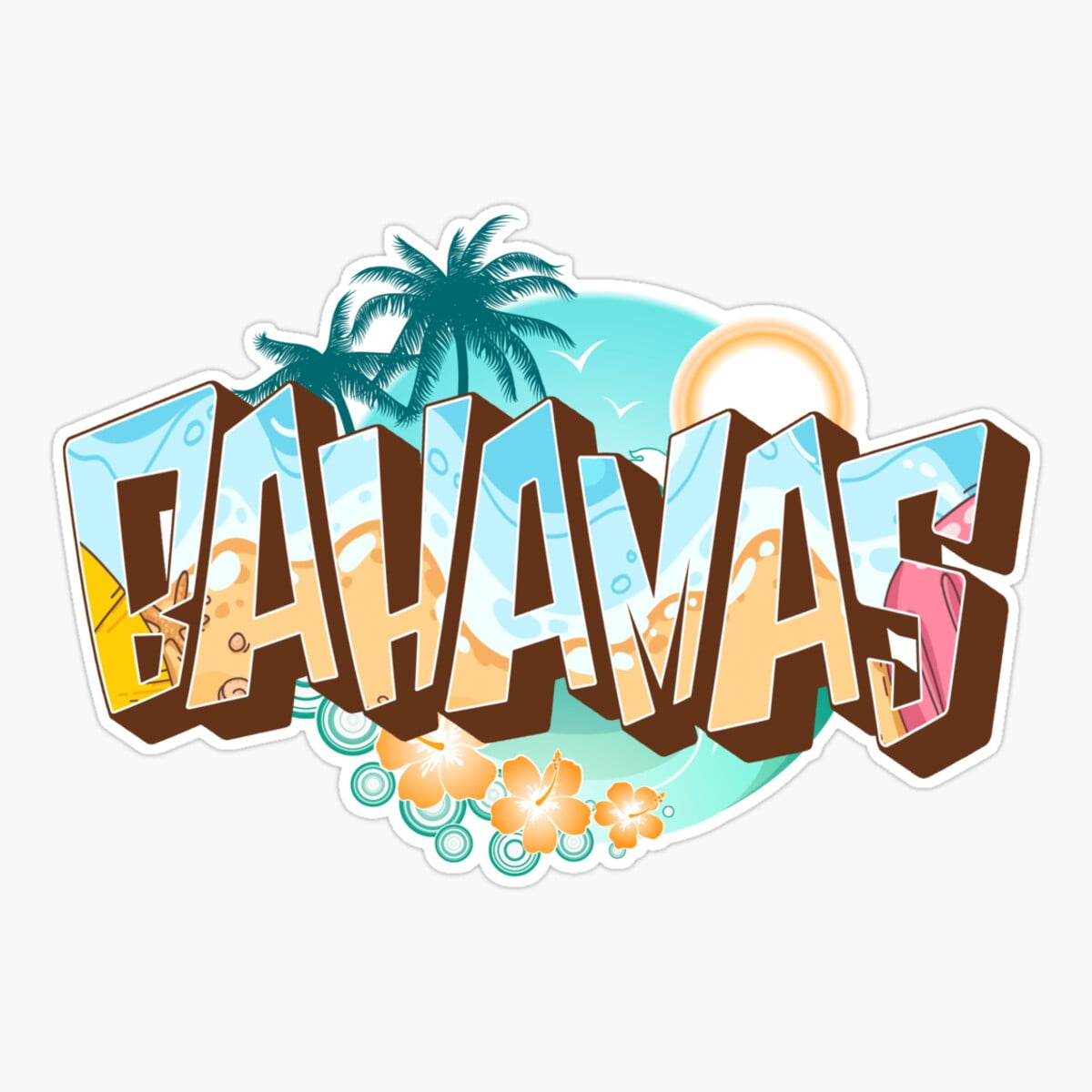 Stickly Bahamas 3D Text Sticker, Phone Decal Water Bottle Stickers Car ...