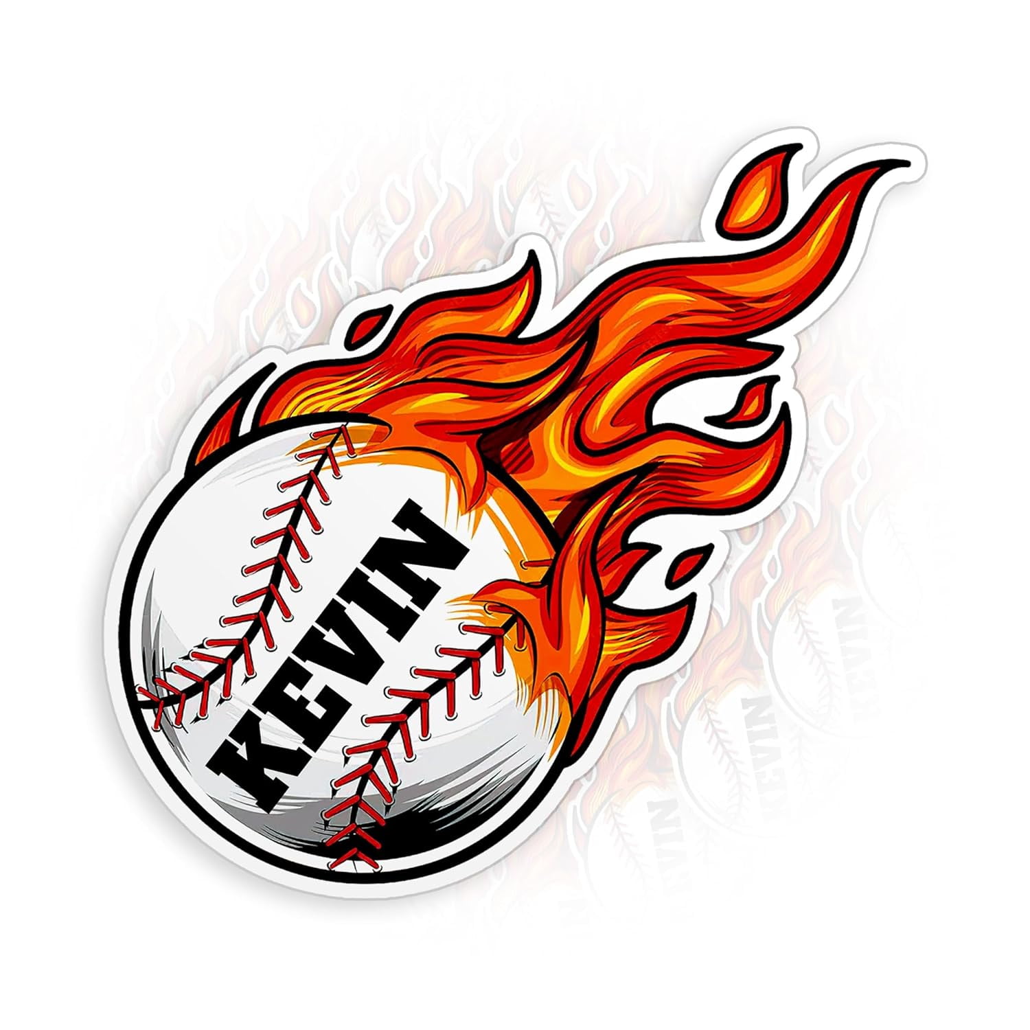 Stickly Baseball Flame Name Stickers Customized Name Player Team Die ...