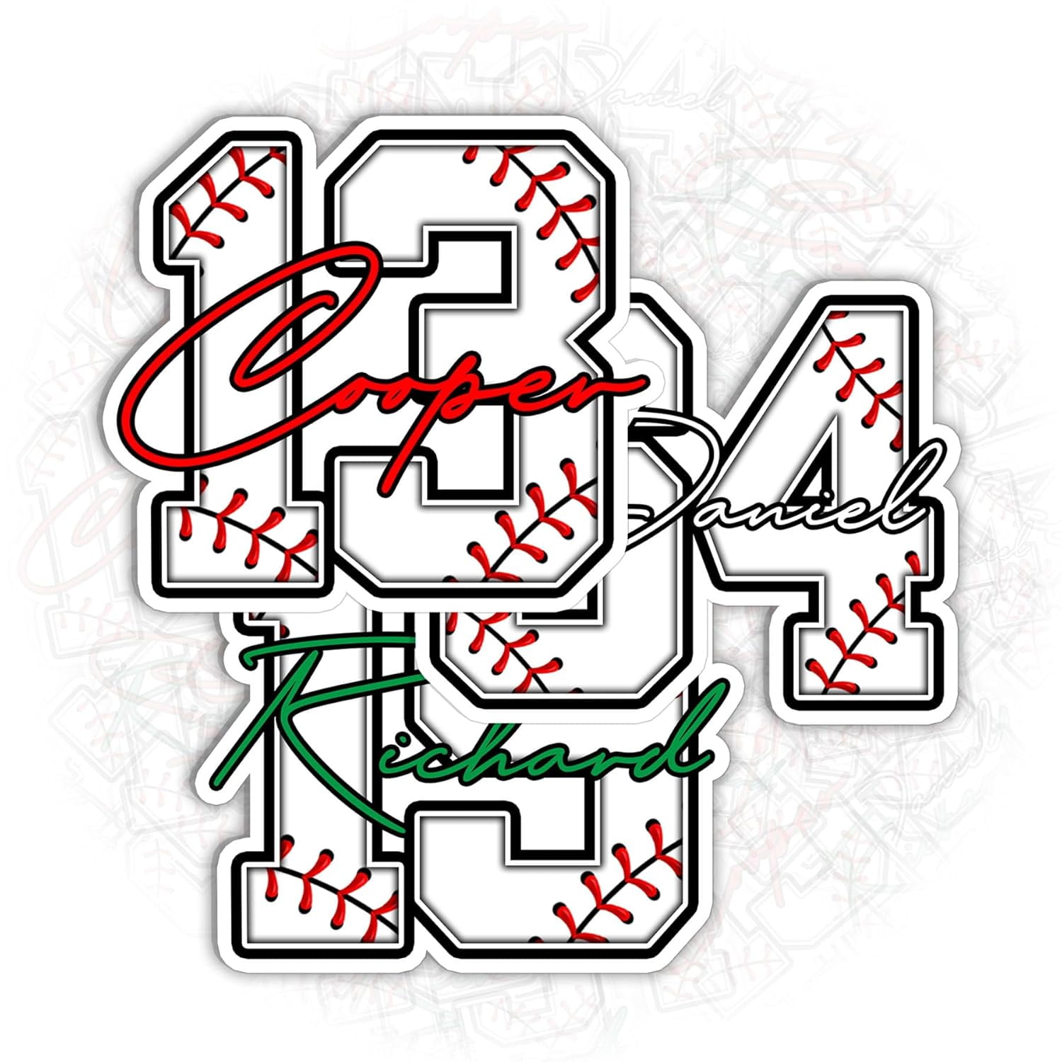 Stickly Baseball Sticker Baseball Softball Player Name Numbers Vinyl ...