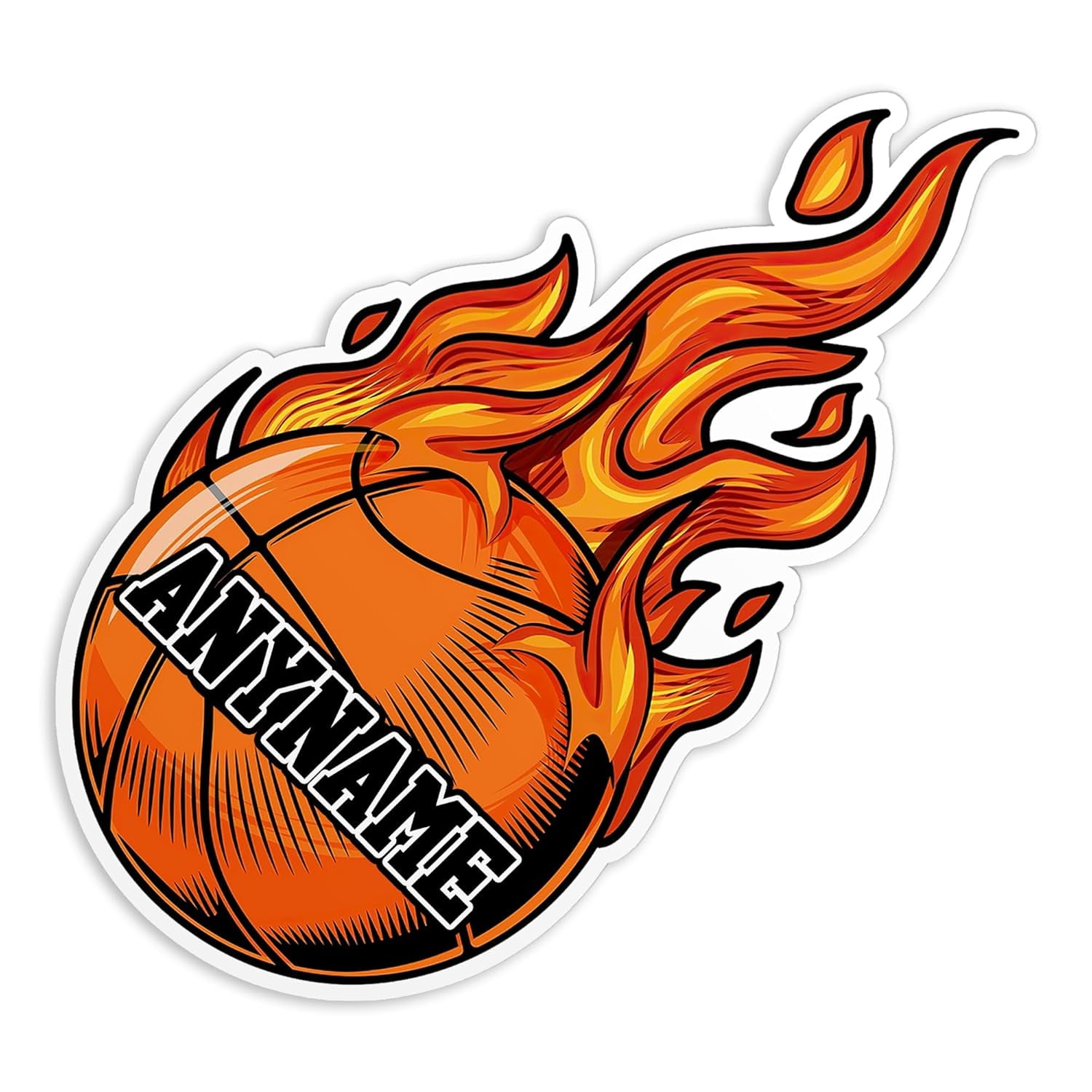Stickly Basketball Name Stickers Basketball Flame Name Player Team ...
