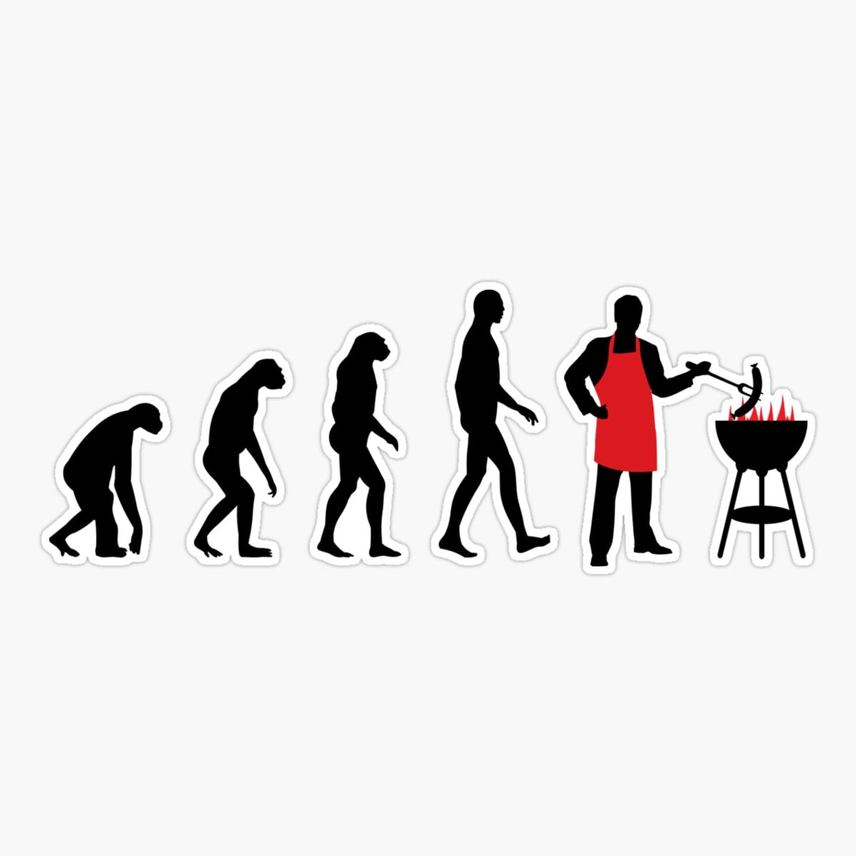 Stickly Bbq Evolution Sticker, Phone Decal Water Bottle Stickers Car ...