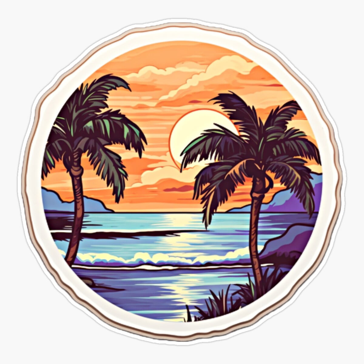 Stickly Beach Aesthetic Hydro Sticker Sticker, Phone Decal Water Bottle ...