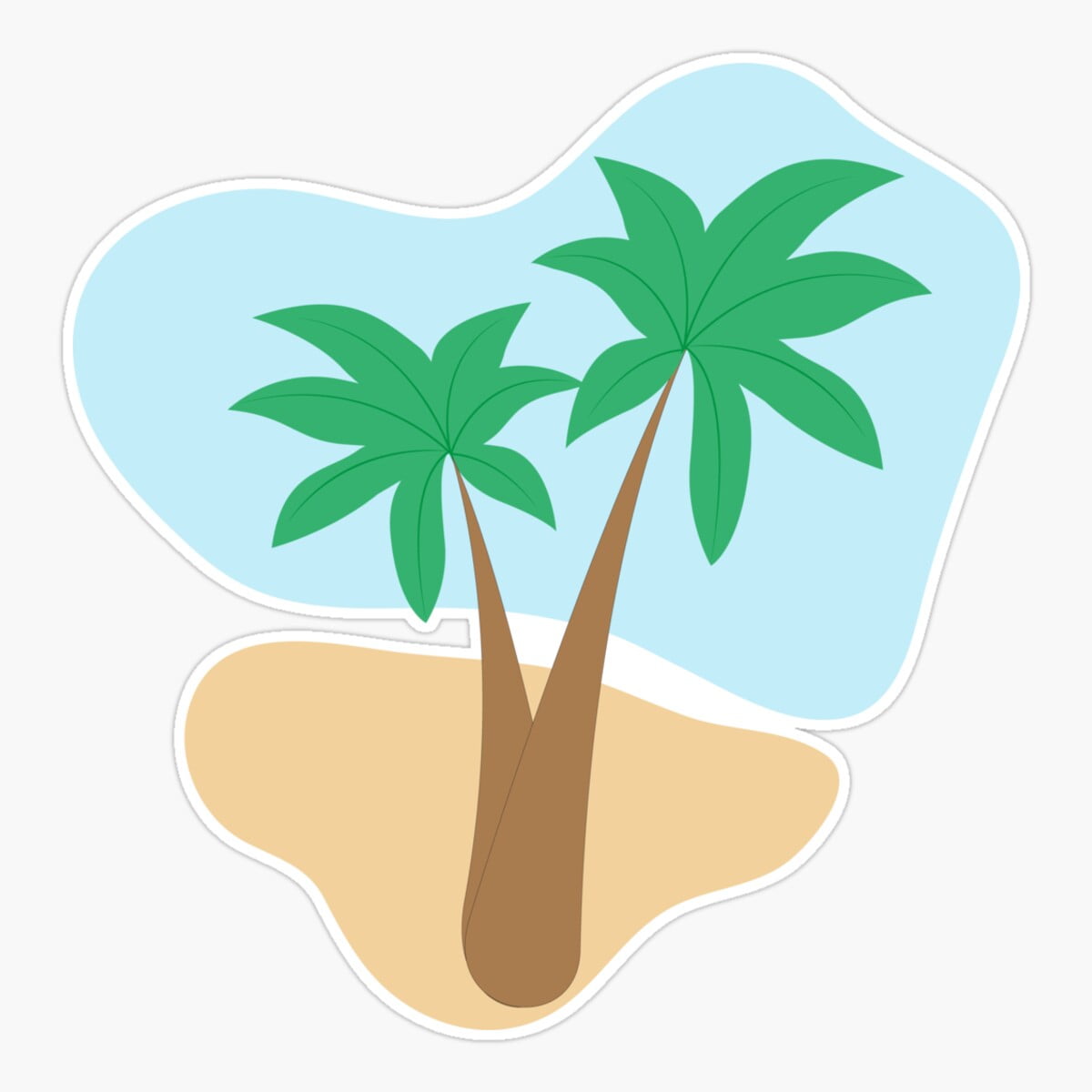 Stickly Beach Coconut Tree Sticker Tropical Beach Sticker Summers ...