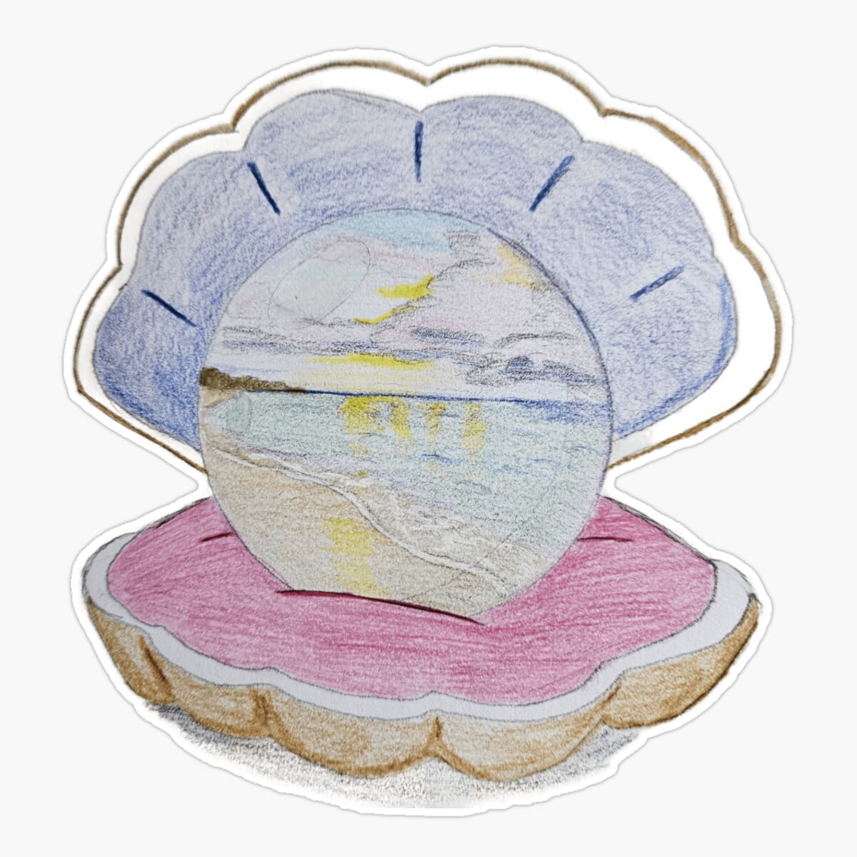 Stickly Beach Pearl Sticker, Phone Decal Water Bottle Stickers Car ...