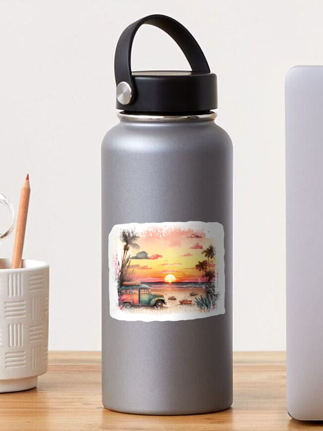 Stickly Beach Sunset Sticker, Phone Decal Water Bottle Stickers Car ...