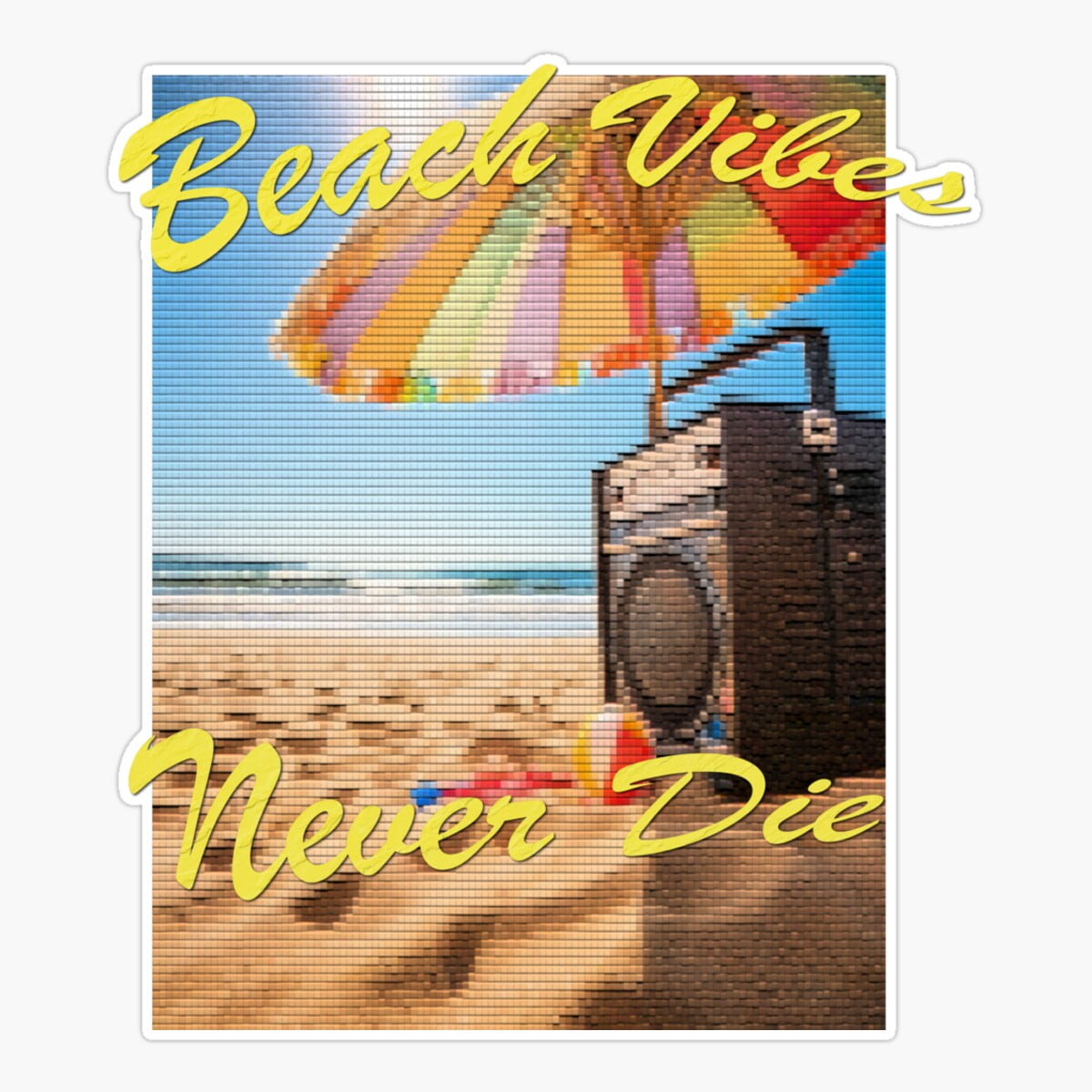 Stickly Beach Vibes Summer Design Sticker, Phone Decal Water Bottle ...