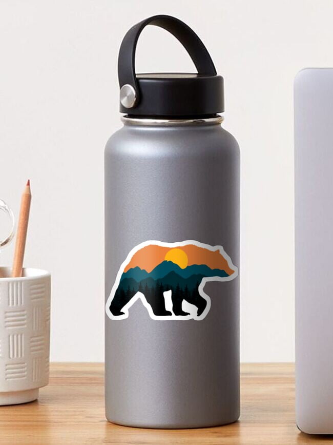 Stickly Bear Mountain Sunset Sticker, Phone Decal Water Bottle Stickers ...