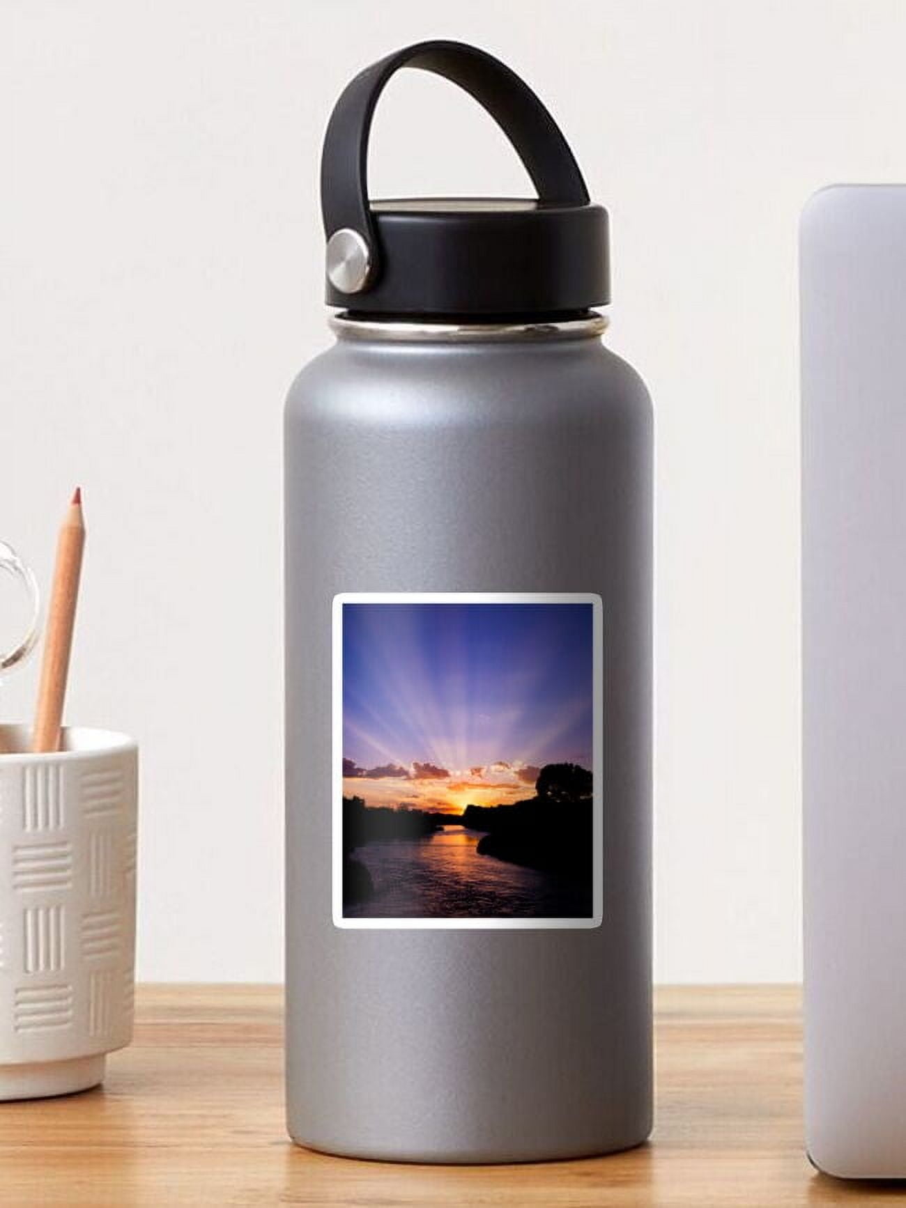Stickly Beautiful Sunset Over The River Sticker, Phone Decal Water ...