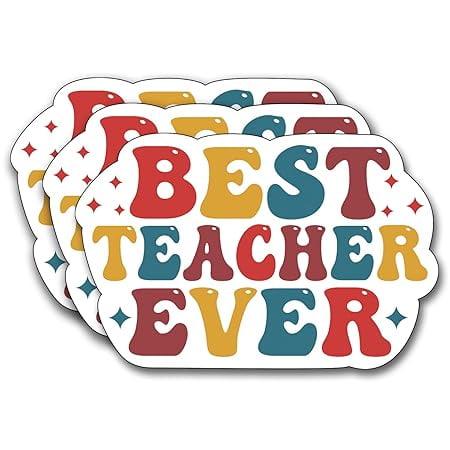 Stickly Best Teacher Ever Sticker, Teacher Decal Decorate Books Laptop ...