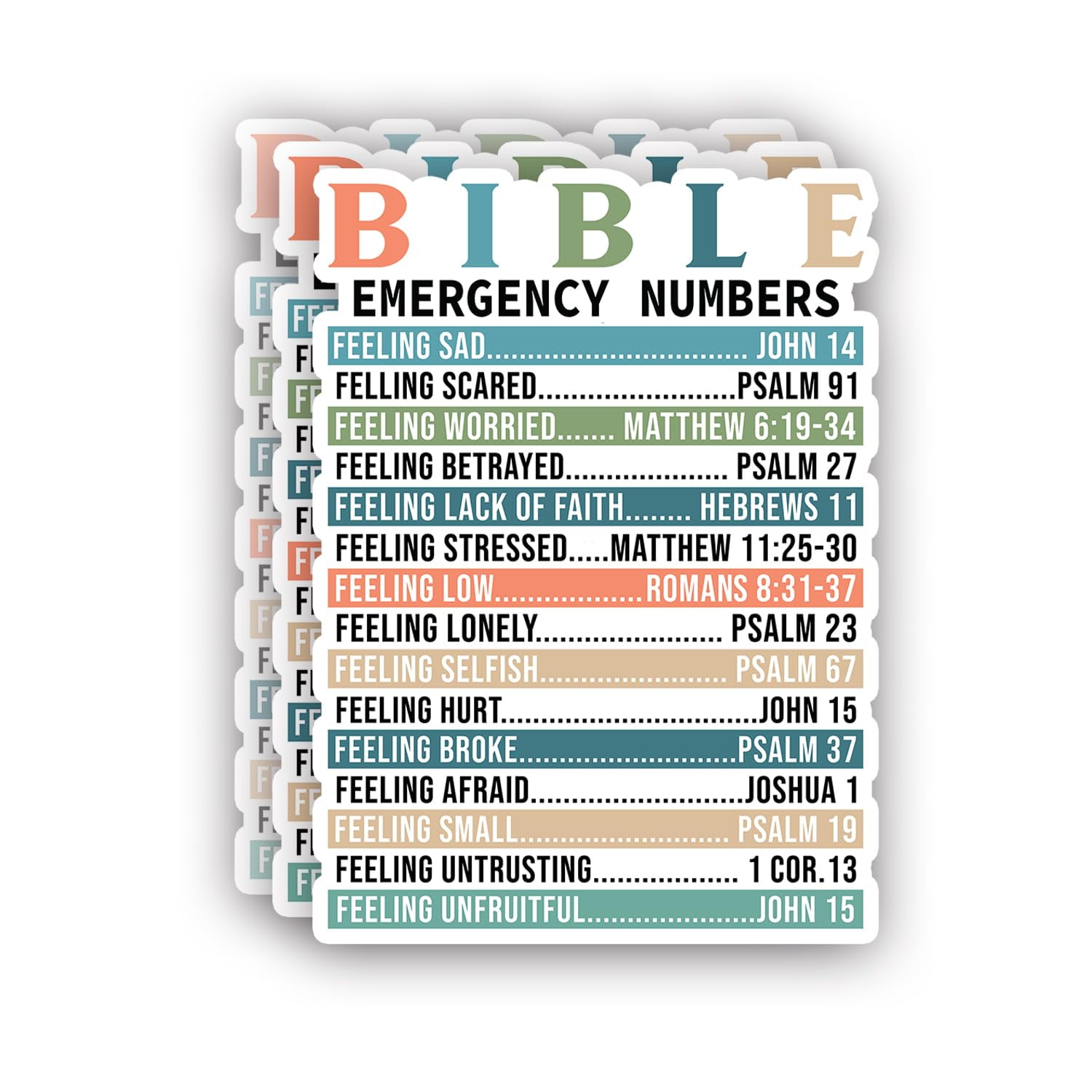 Stickly Bible Emergency Numbers Christian Sticker Inspirational Quotes ...