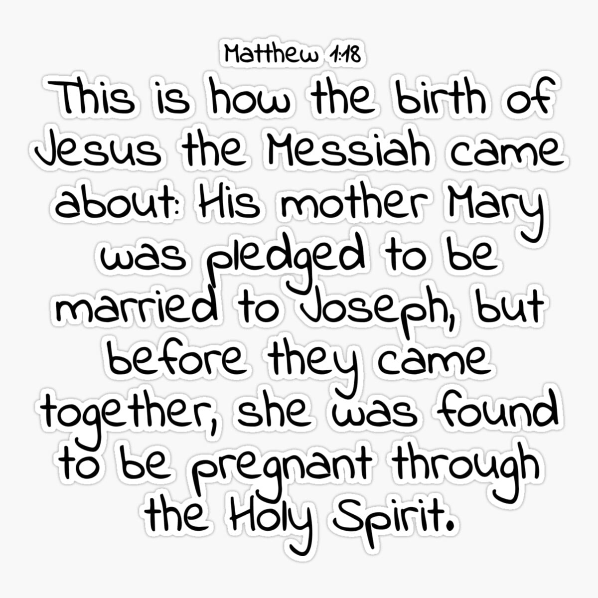 Stickly Bible Verse: Matthew 1:18 Sticker, Phone Decal Water Bottle ...