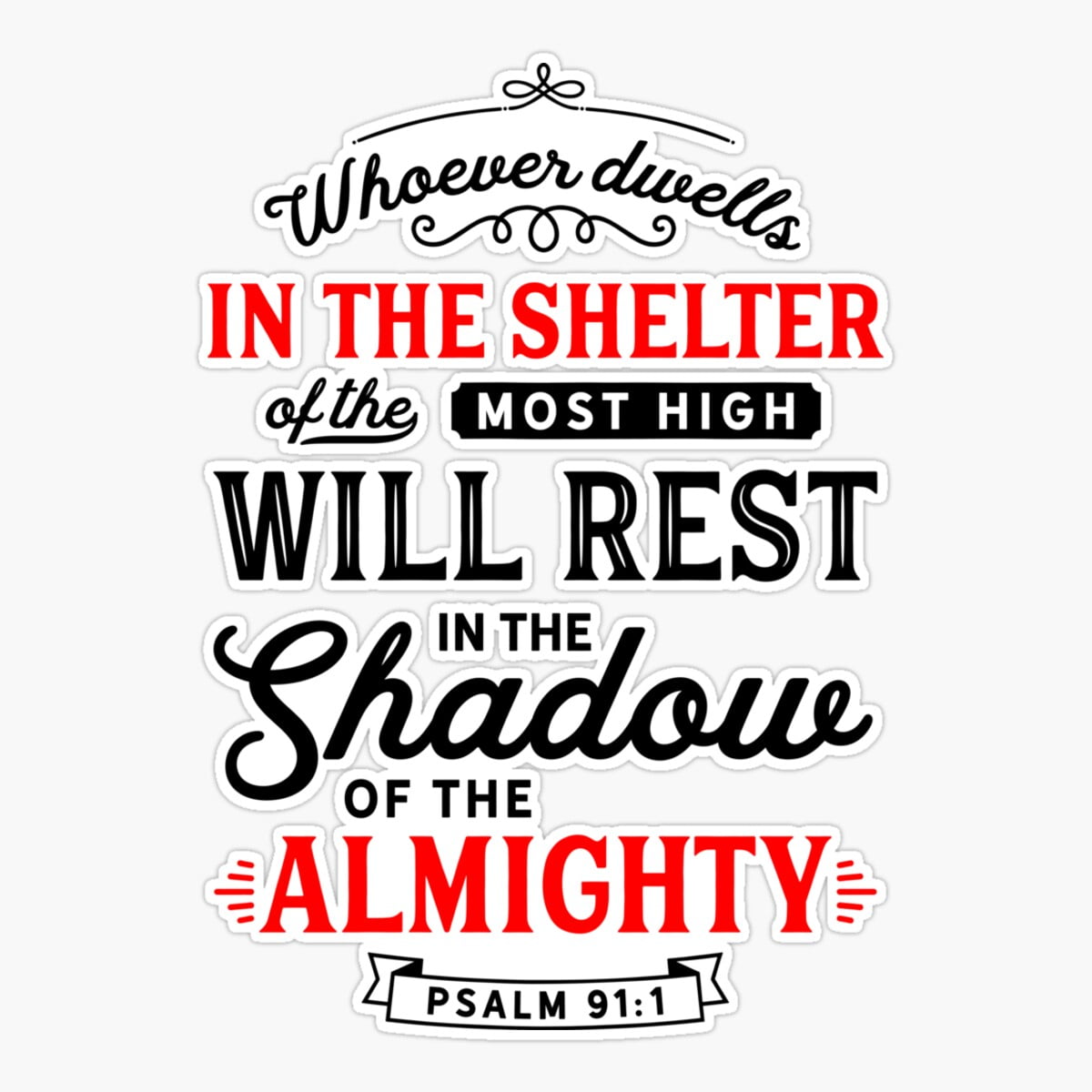 Stickly Bible Verse Psalm 91 Scripture Art Protection Refuge Prayer ...