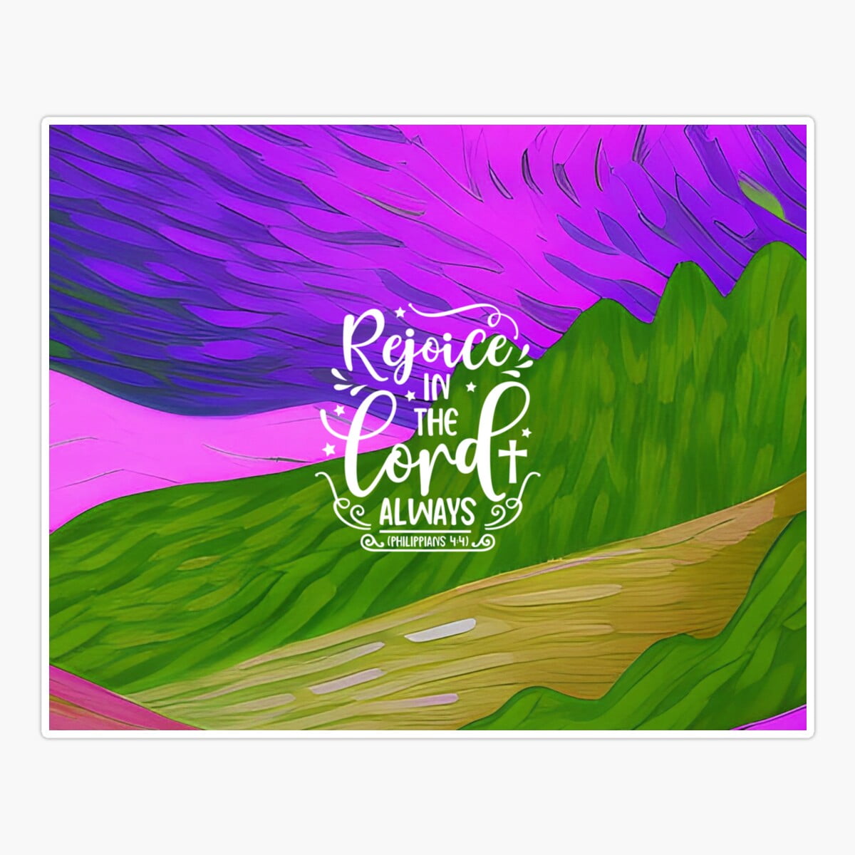 Stickly Bible Verses About Faith - Philippians 4:4 - Purple & Green ...