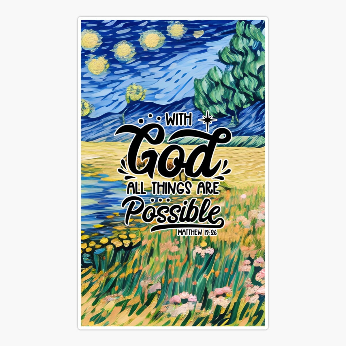 Stickly Bible Verses About Healing - Matthew 19:26 - Blue Abstract ...