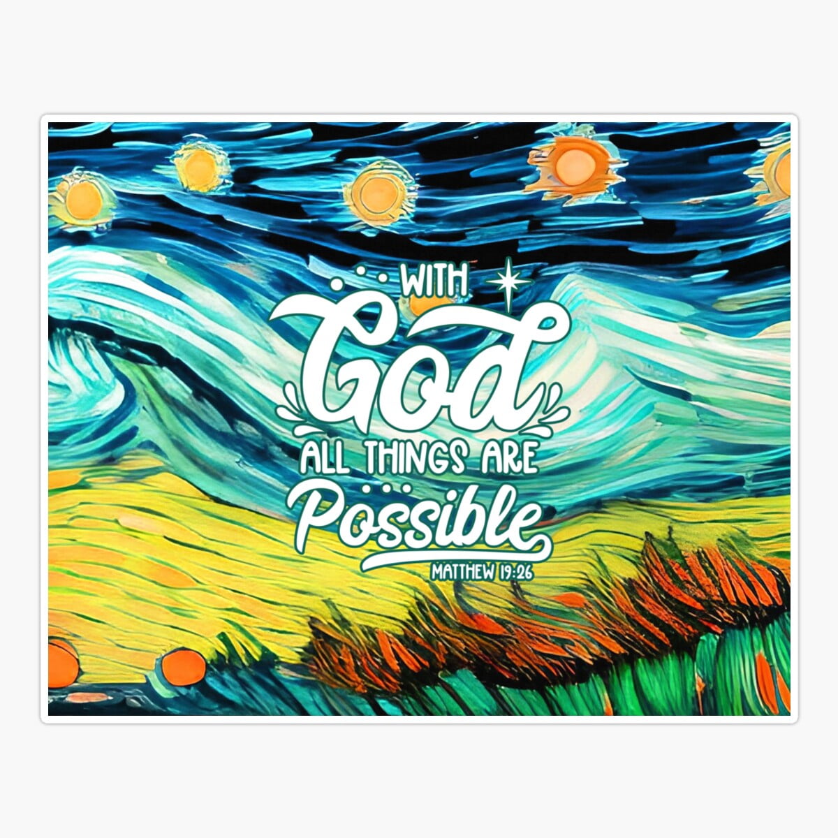 Stickly Bible Verses For Healing - Matthew 19:26 - Landscape - Teal ...