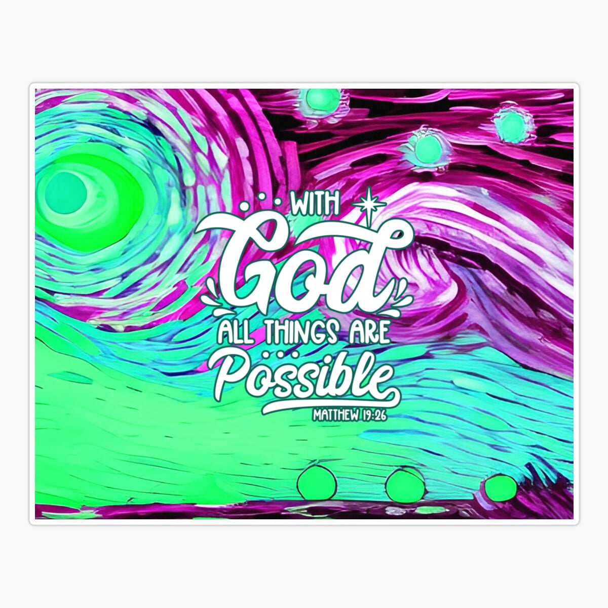 Stickly Bible Verses For Healing - Matthew 19:26 - Purple And Green ...