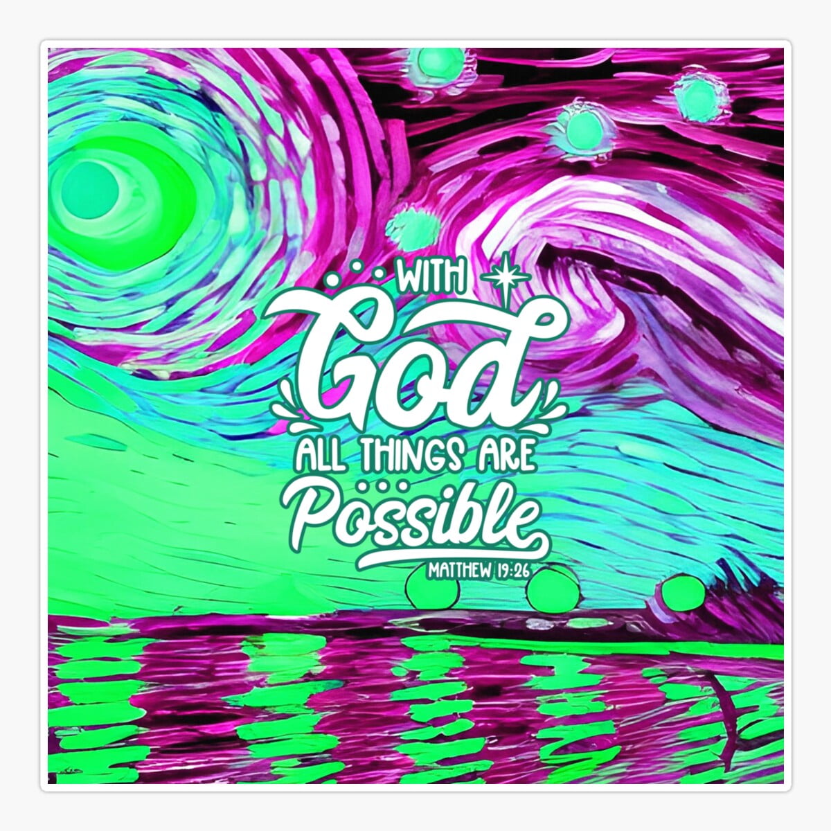 Stickly Bible Verses For Healing - Matthew 19:26 - Square - Purple ...