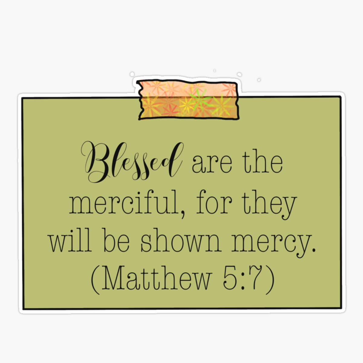 Stickly Bible Verses Sticker, Matthew 5:7, Bible Quote, Faith ...