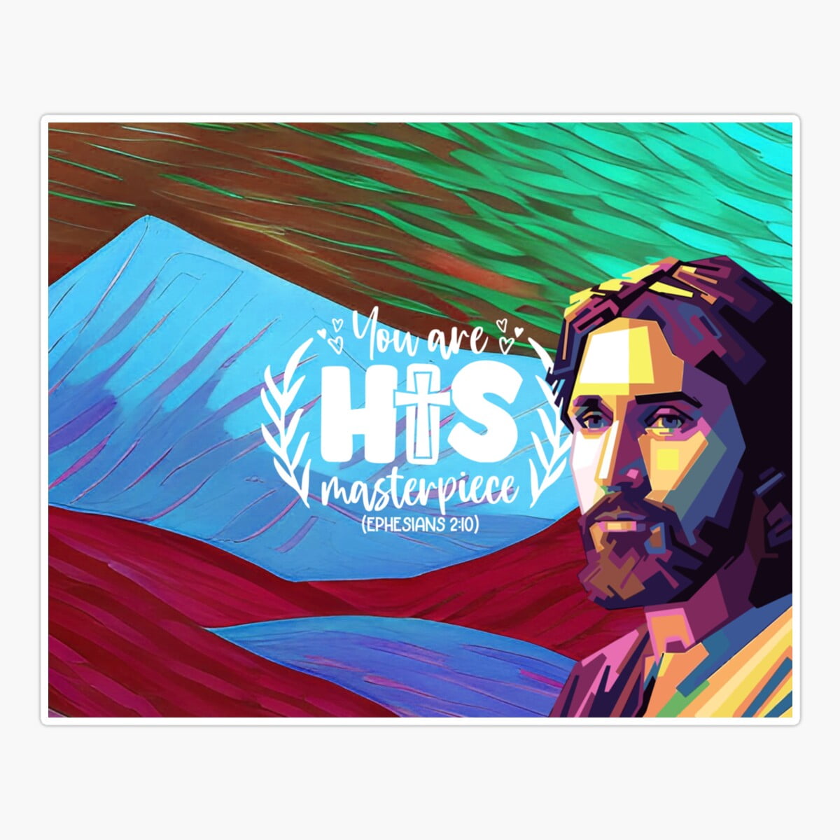 Stickly Bible Verses About Strength - Ephesians 2:10 - Red Turquoise ...