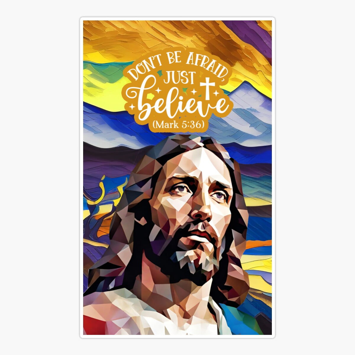 Stickly Bible Verses About Strength - Mark 5:36 - Contour Art Of Golden ...