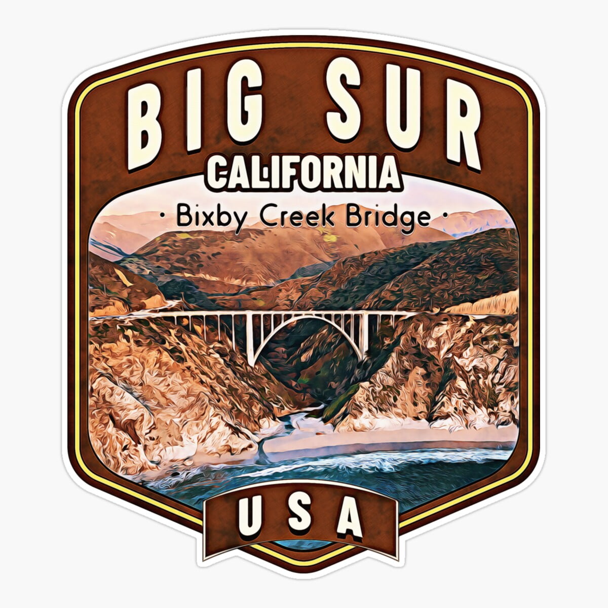 Stickly Big Sur California Bixby Creek Bridge Sticker, Phone Decal ...