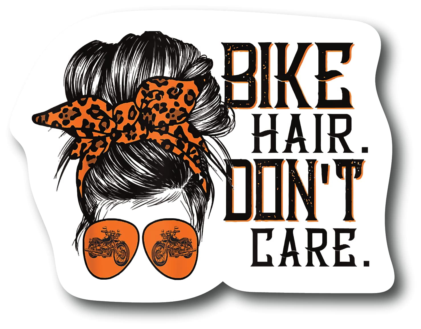 Stickly Bike Hair Don't Care Sticker Biker Messy Bun Premium Vinyl ...