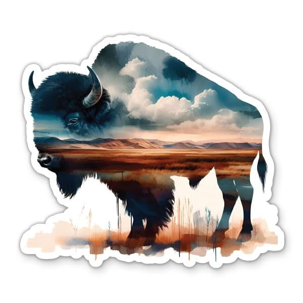 Stickly Bison Buffalo Shape Sticker Laptop Sticker Vinyl for Car, Phone ...