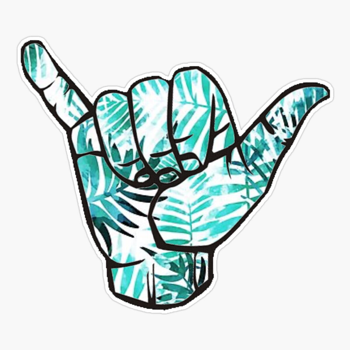 Stickly Blue And Green Leaves Shaka Sticker, Phone Decal Water Bottle ...