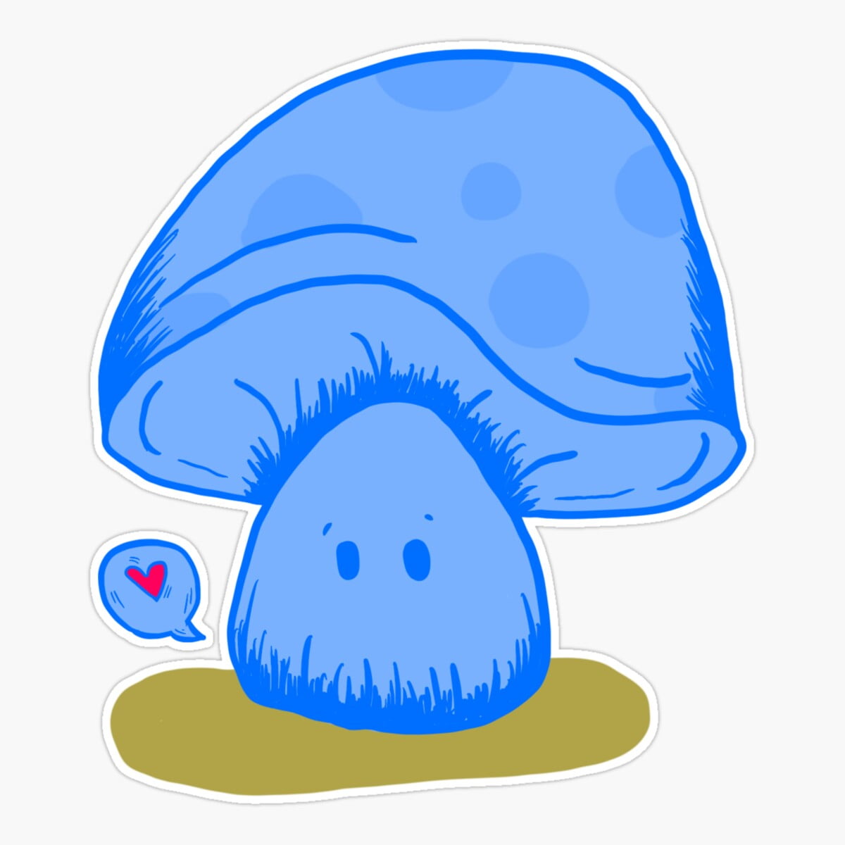 Stickly Blue Mushroom Friend Sticker, Phone Decal Water Bottle Stickers ...