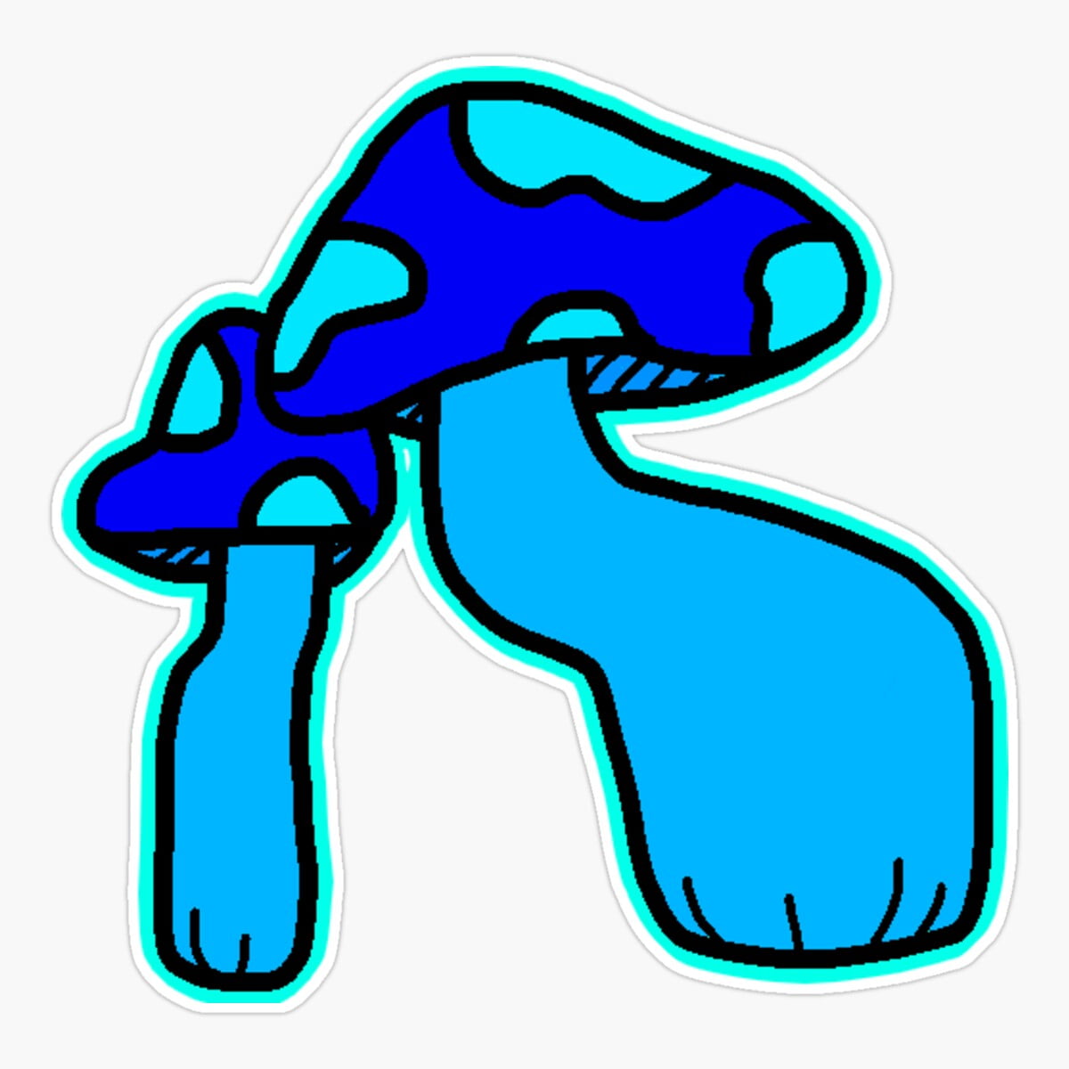 Stickly Blue Mushrooms Sticker Sticker, Phone Decal Water Bottle ...