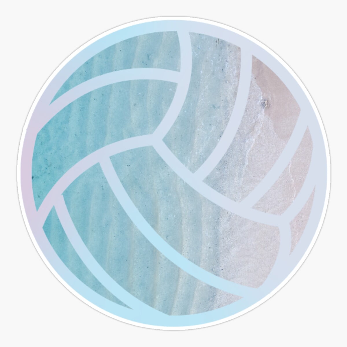 Stickly Blue Ocean Beach Shape Summer Volleyball Sticker, Phone Decal ...