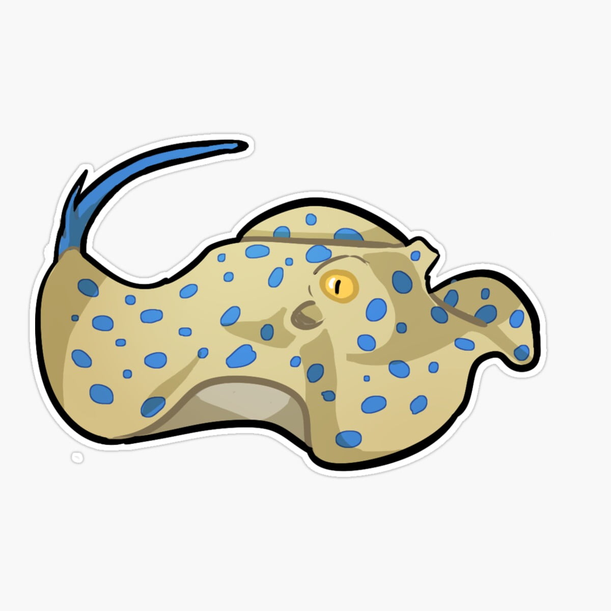 Stickly Blue Spotted Stingray Sticker, Phone Decal Water Bottle ...