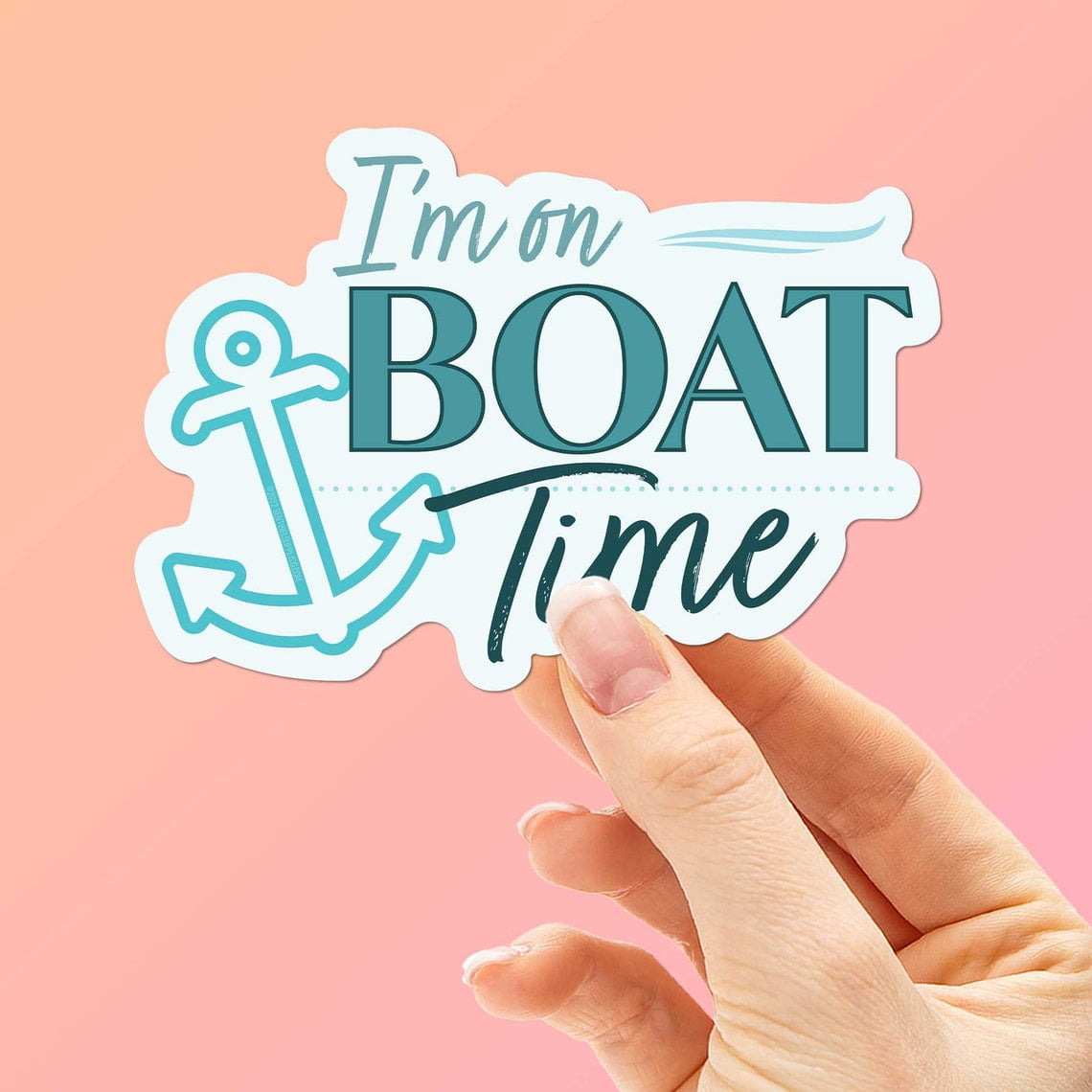 Stickly I'M On Boat Time Er - Cute Lake & Beach Decal For Hydroflask ...