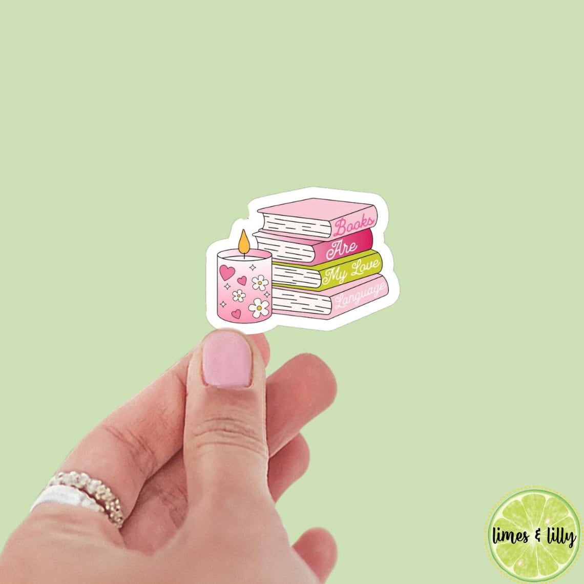 Stickly Books Are My Love Language Book Stack Candle Vinyl Er | Bookish ...